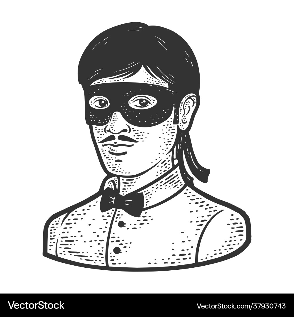 Man mask line art sketch Royalty Free Vector Image