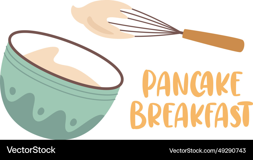 Pancake breakfast lettering sticker Royalty Free Vector