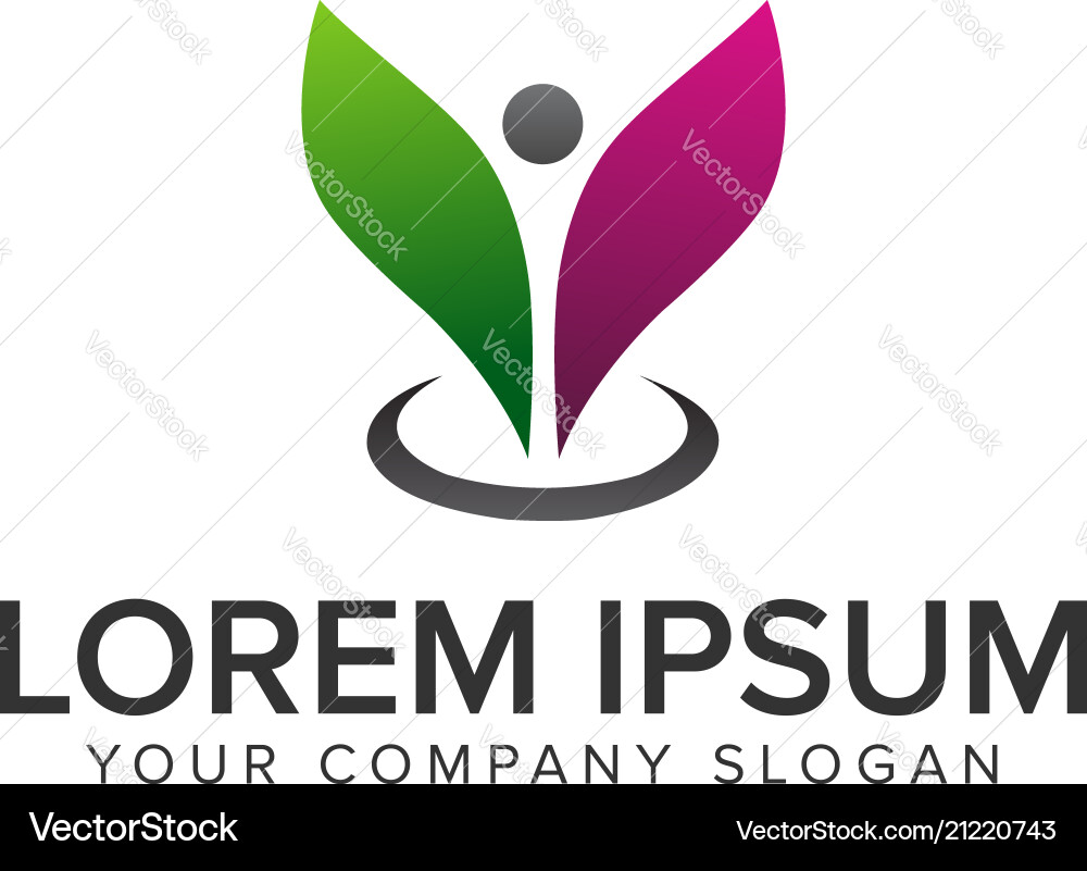 People leaf logo beauty spa design concept Vector Image