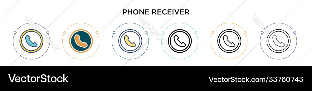 Phone receiver icon in filled thin line outline Vector Image