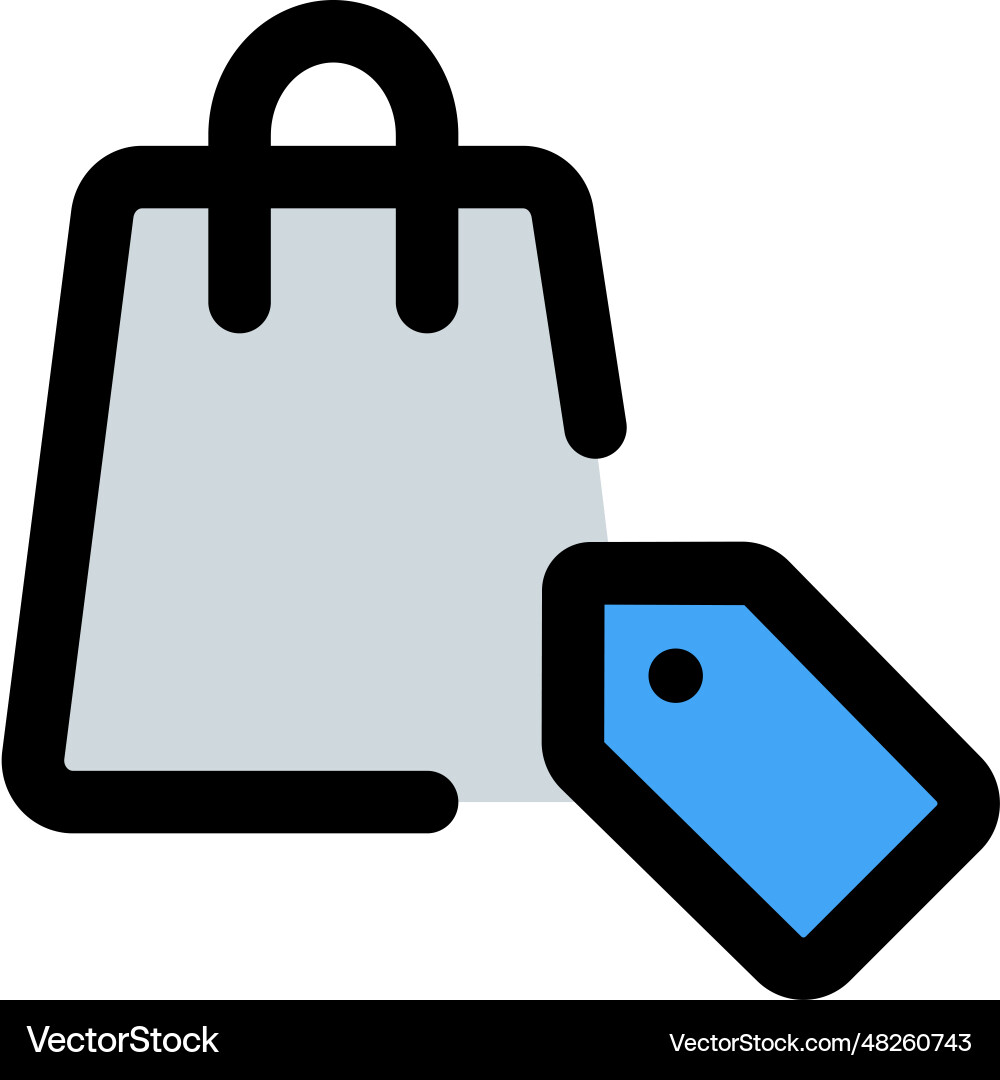 Price tag attached on a display bag Royalty Free Vector