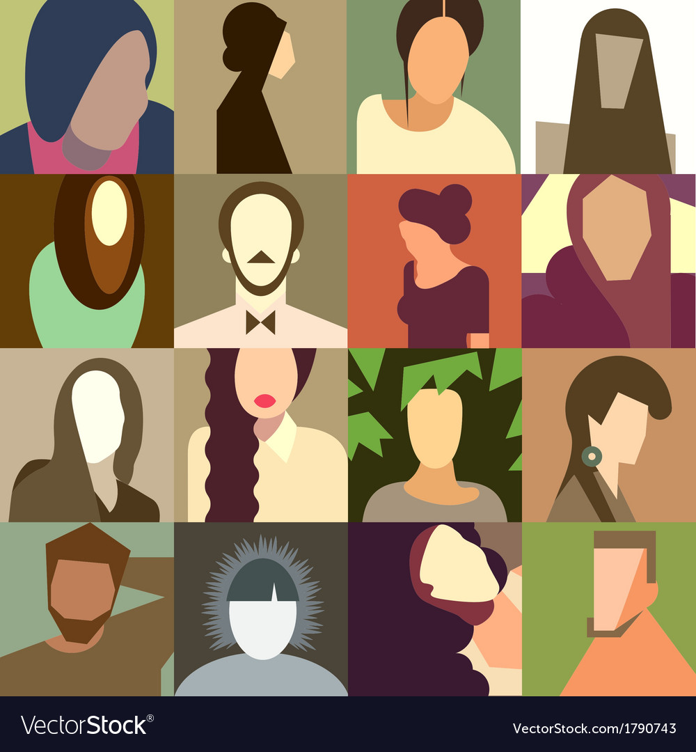 Set various avatar faces Royalty Free Vector Image