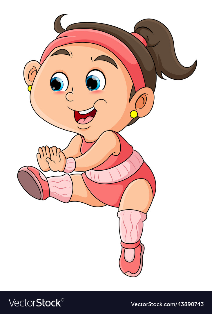 Sporty Girl Is Doing Some Exercise To Burn Out Vector Image