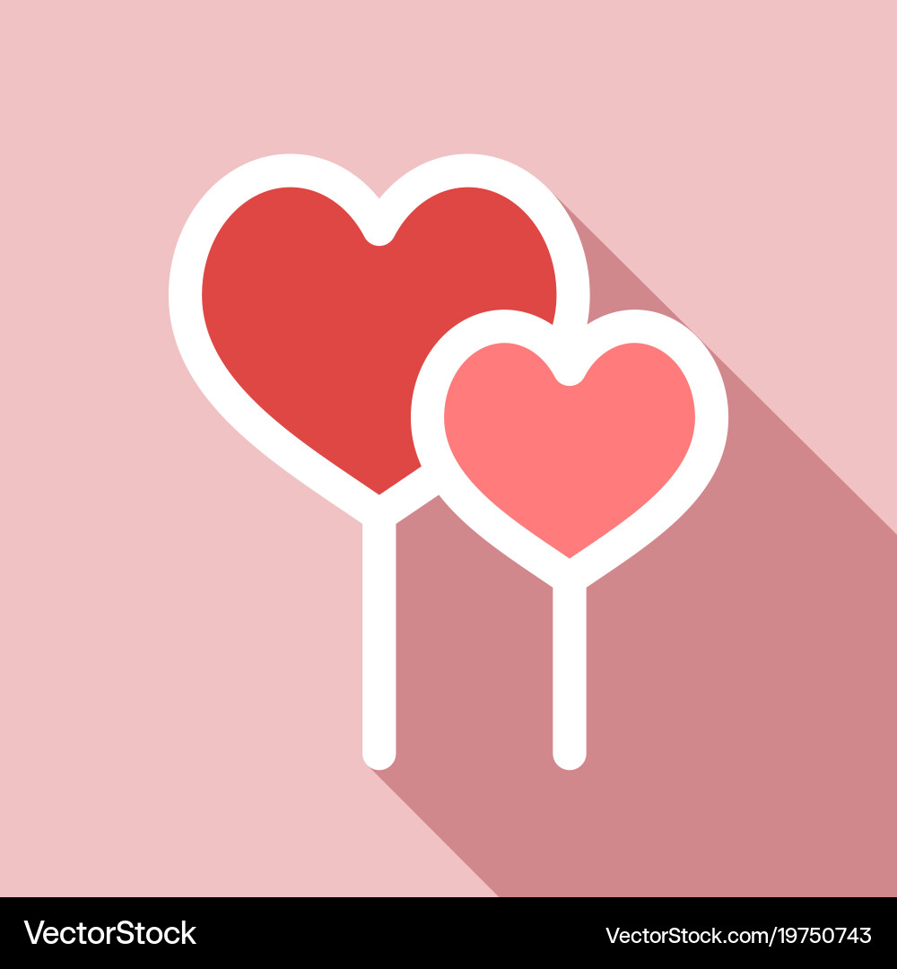 Two red heart lollipops icon Royalty Free Vector Image