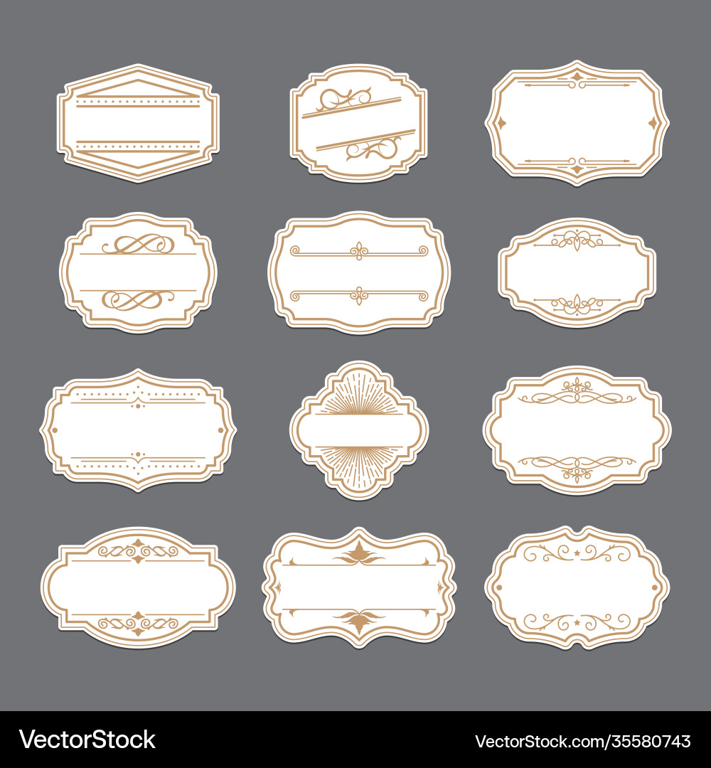 Vintage golden ornate labels set Royalty Free Vector Image
