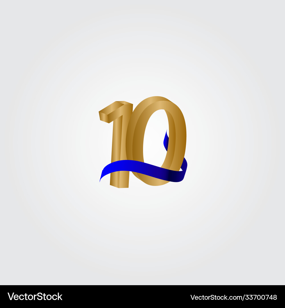 10 years anniversary celebration number gold Vector Image