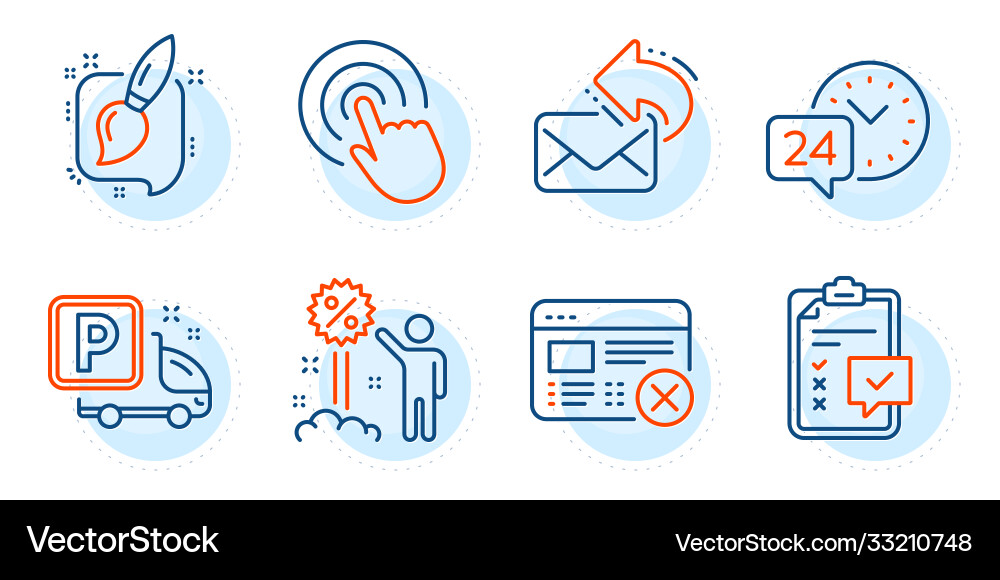 24h service click and checklist icons set share Vector Image