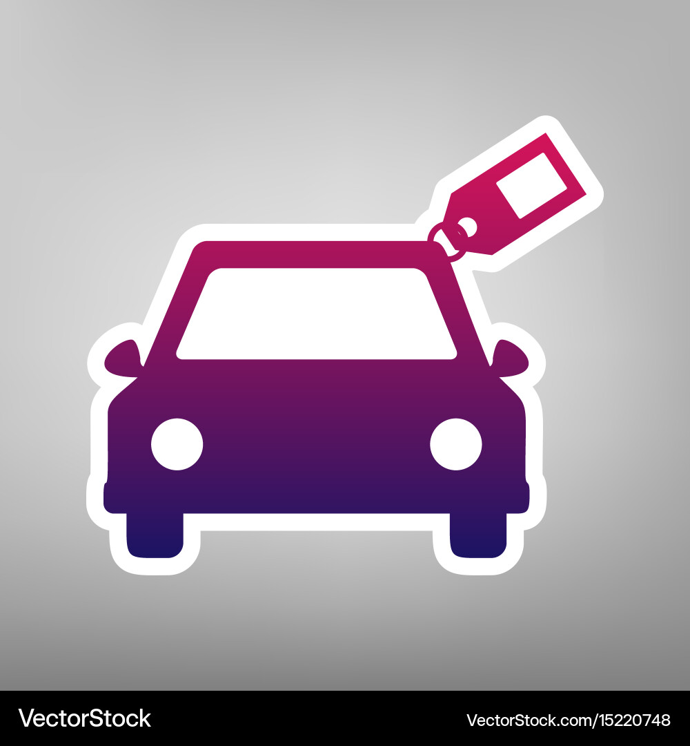 Car sign with tag purple gradient icon Royalty Free Vector
