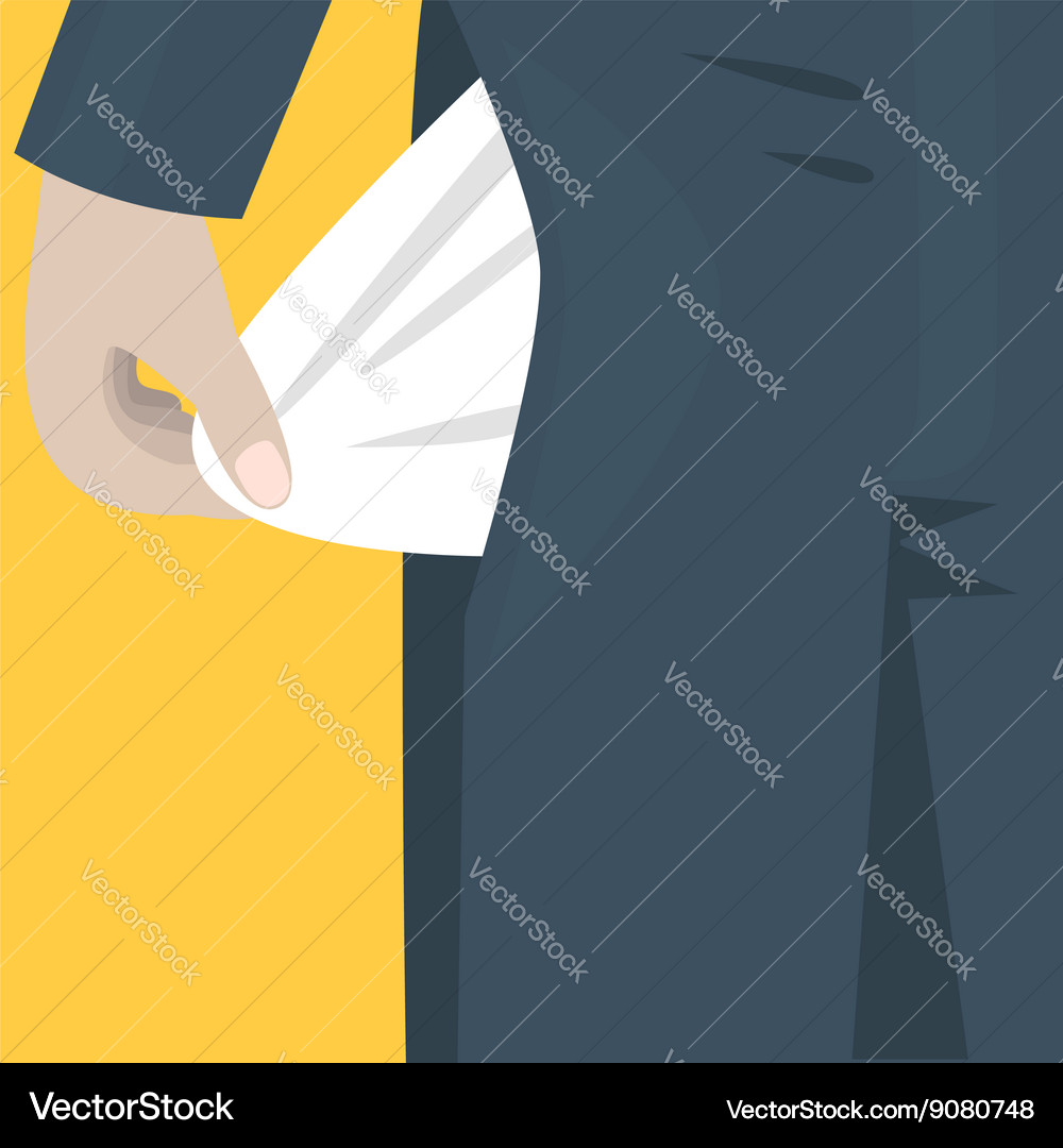 Empty pocket sticks out trousers bankrupt Vector Image