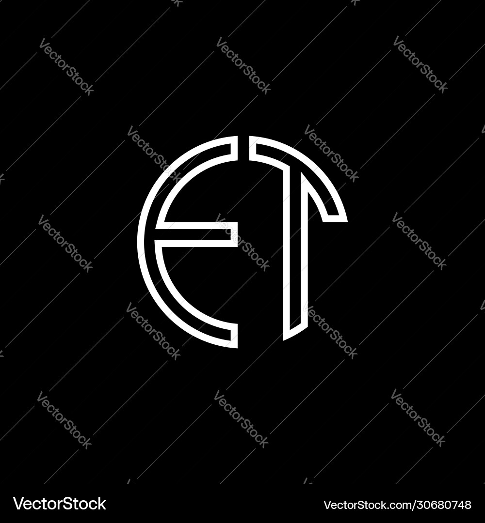 Et monogram logo circle ribbon style outline Vector Image