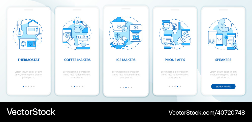 Examples of daily automation blue onboarding Vector Image