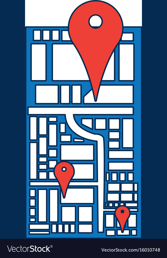 Gps map navigation with pointers isolated on white