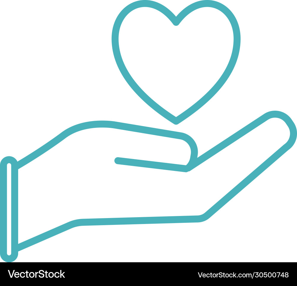 Hand with heart line style icon design Royalty Free Vector