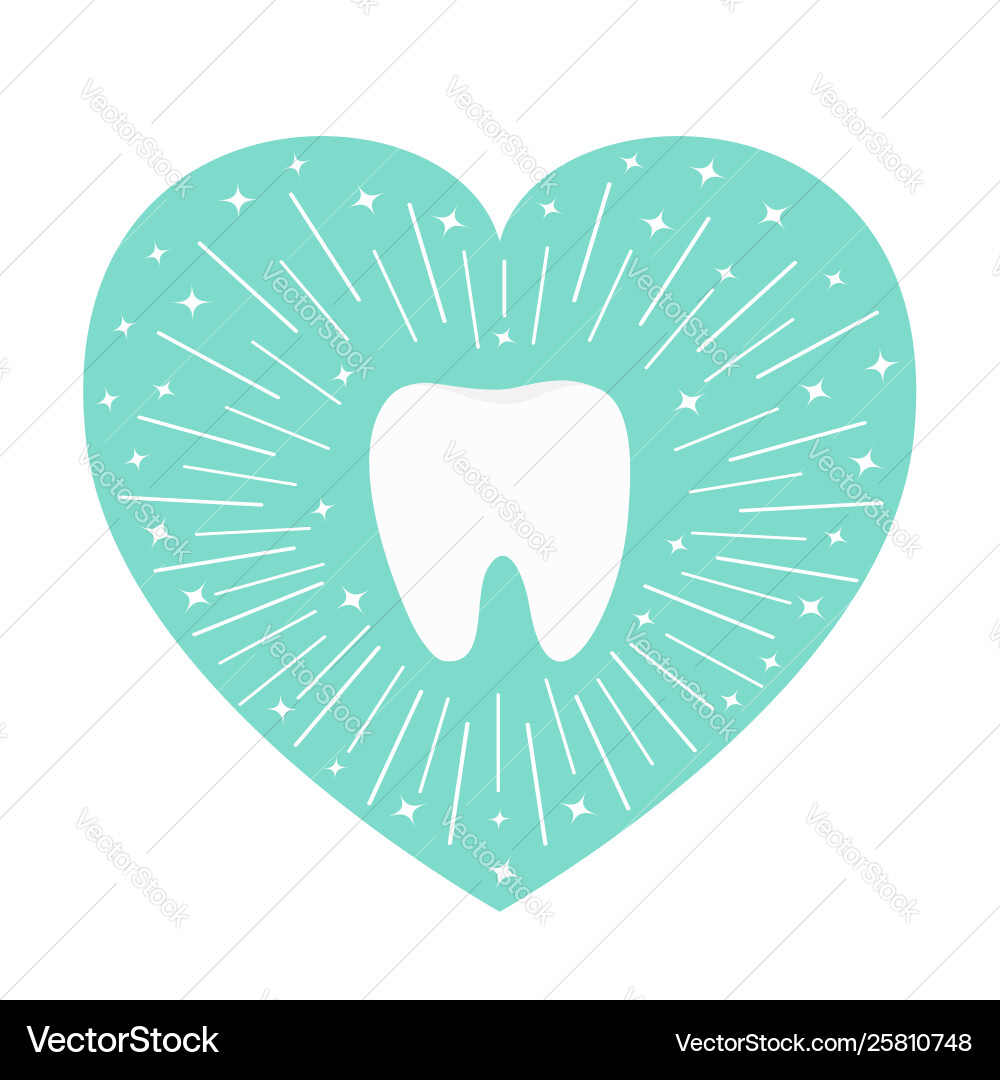 Healthy tooth icon heart shape round line circle Vector Image