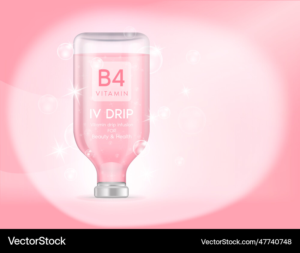 Iv bag vitamin b4 dripping pink bottles Royalty Free Vector