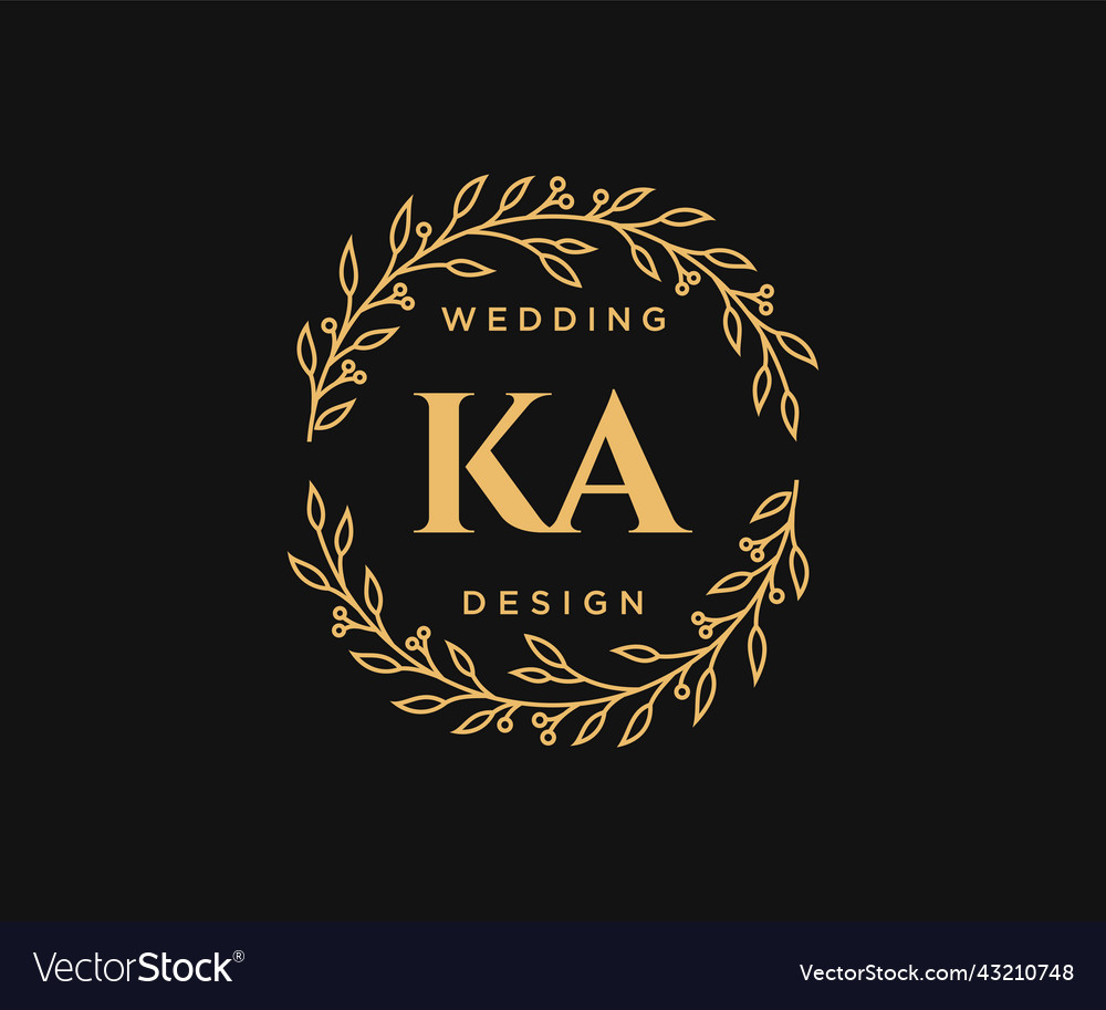 Ka initials letter wedding monogram logos Vector Image