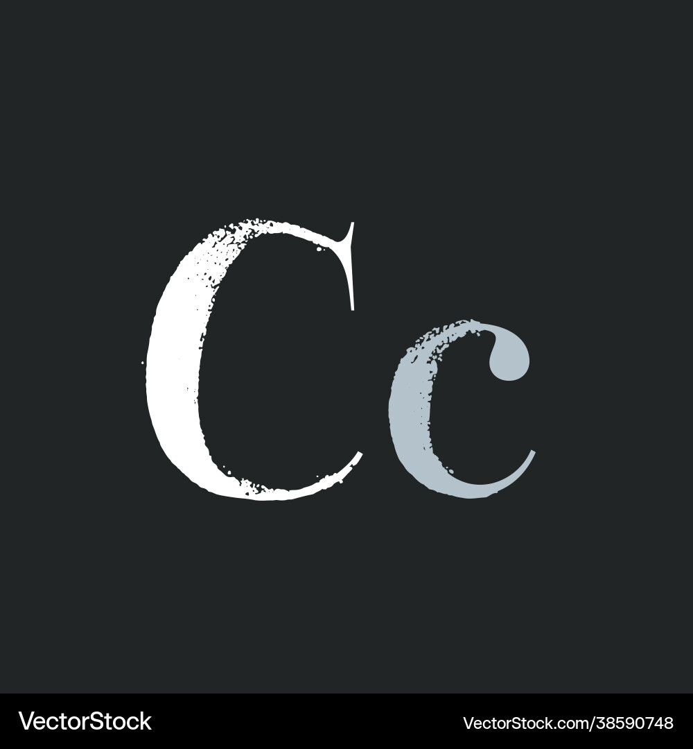 Letter c with dry brush stroke and serif Vector Image
