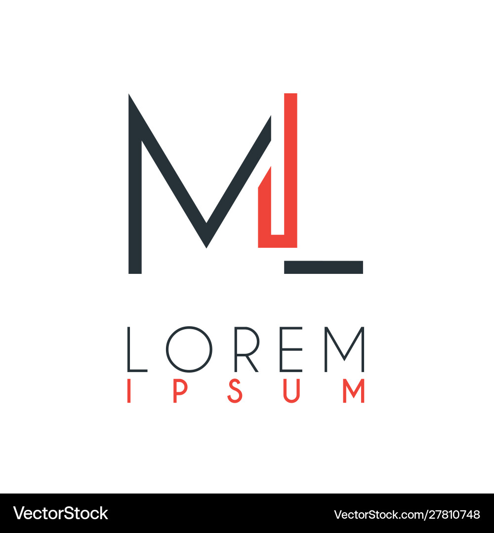 Logo between letter m and letter l or ml Vector Image