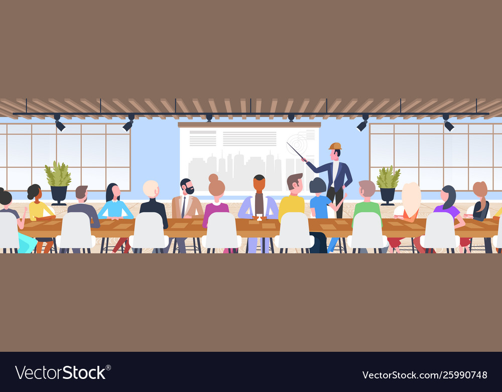 Man architect doing presentation engineer Vector Image