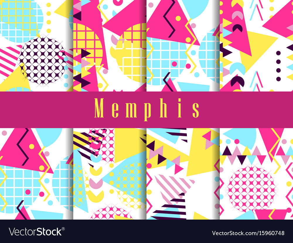 Memphis seamless pattern geometric elements Vector Image