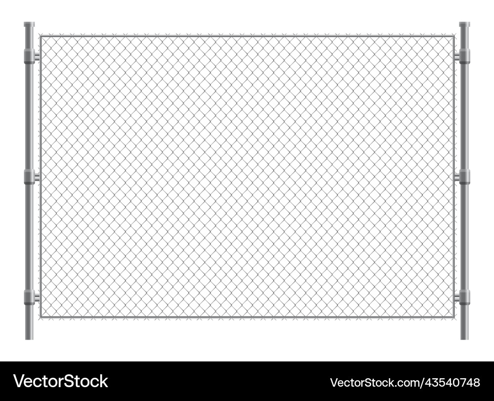 Metal wire fence and gate chain-link Royalty Free Vector