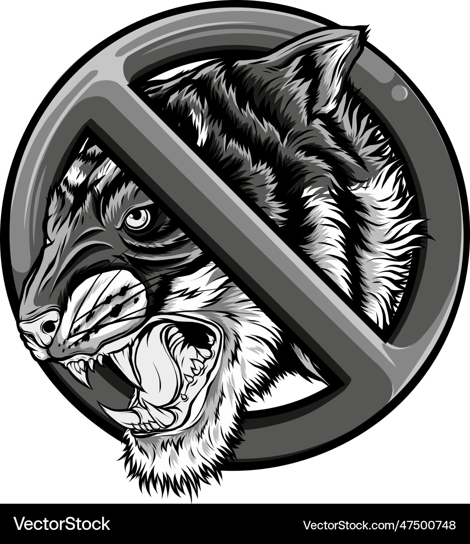 Monochromatic no tiger symbol isolated on white Vector Image