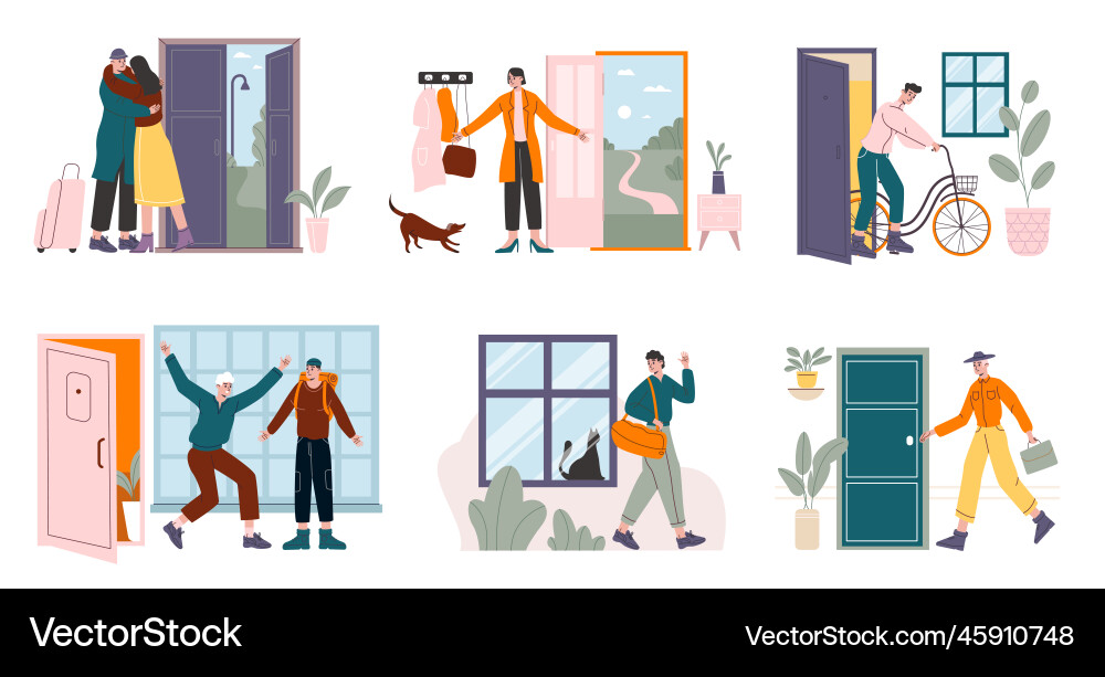People leaving home and come back sad parting Vector Image