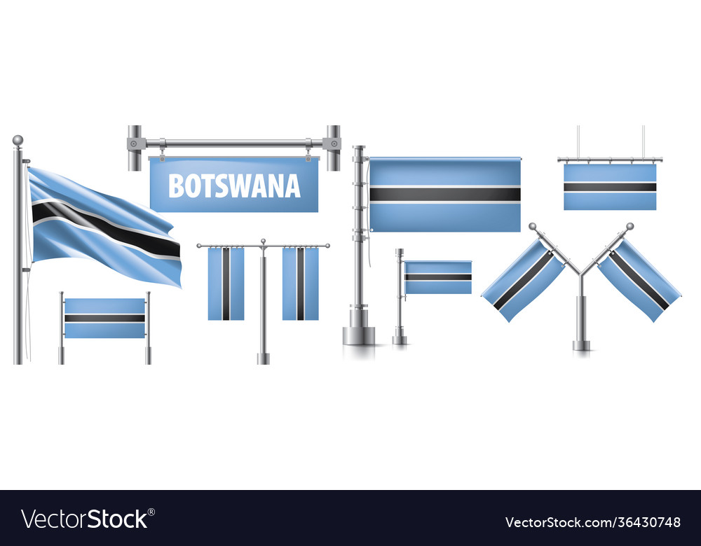 Set national flag botswana Royalty Free Vector Image