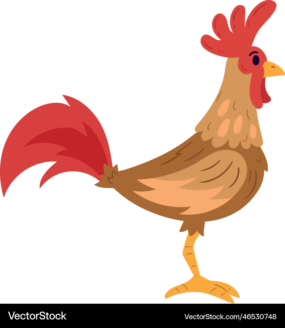 Standing rooster farm animal Royalty Free Vector Image