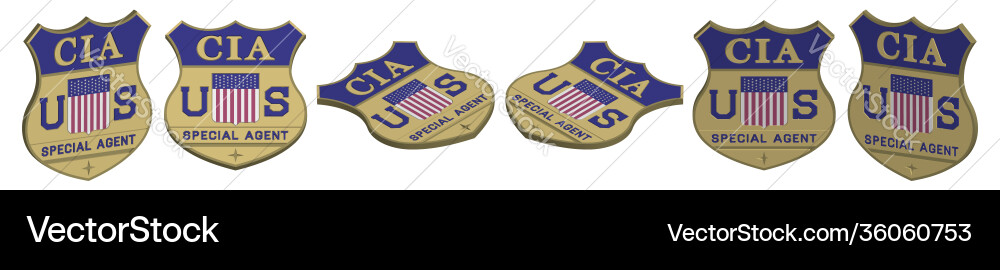3d set us tokens cia special agent shield Vector Image