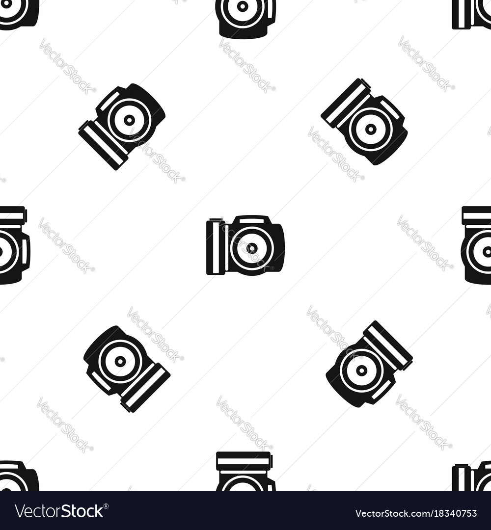 Camera pattern seamless black Royalty Free Vector Image