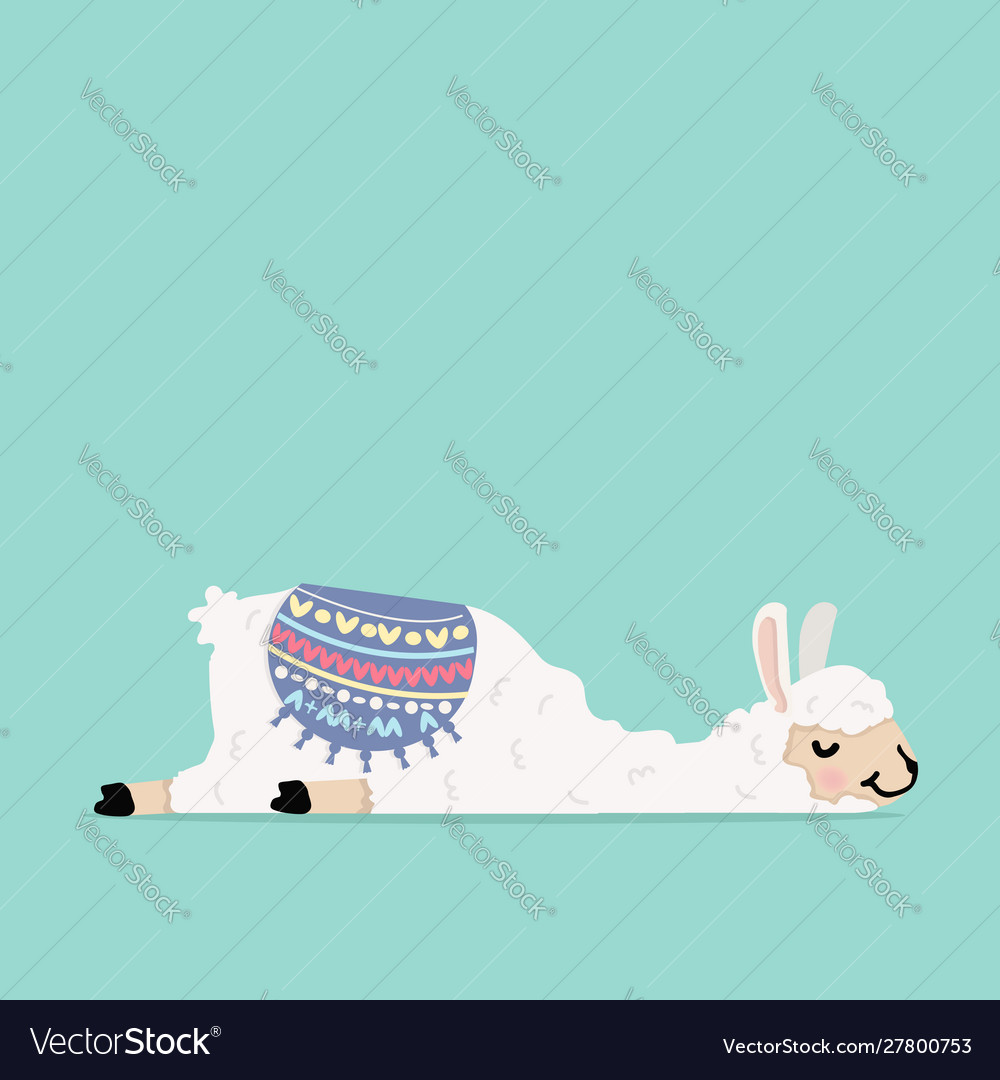 Cute cartoon lama alpaca Royalty Free Vector Image