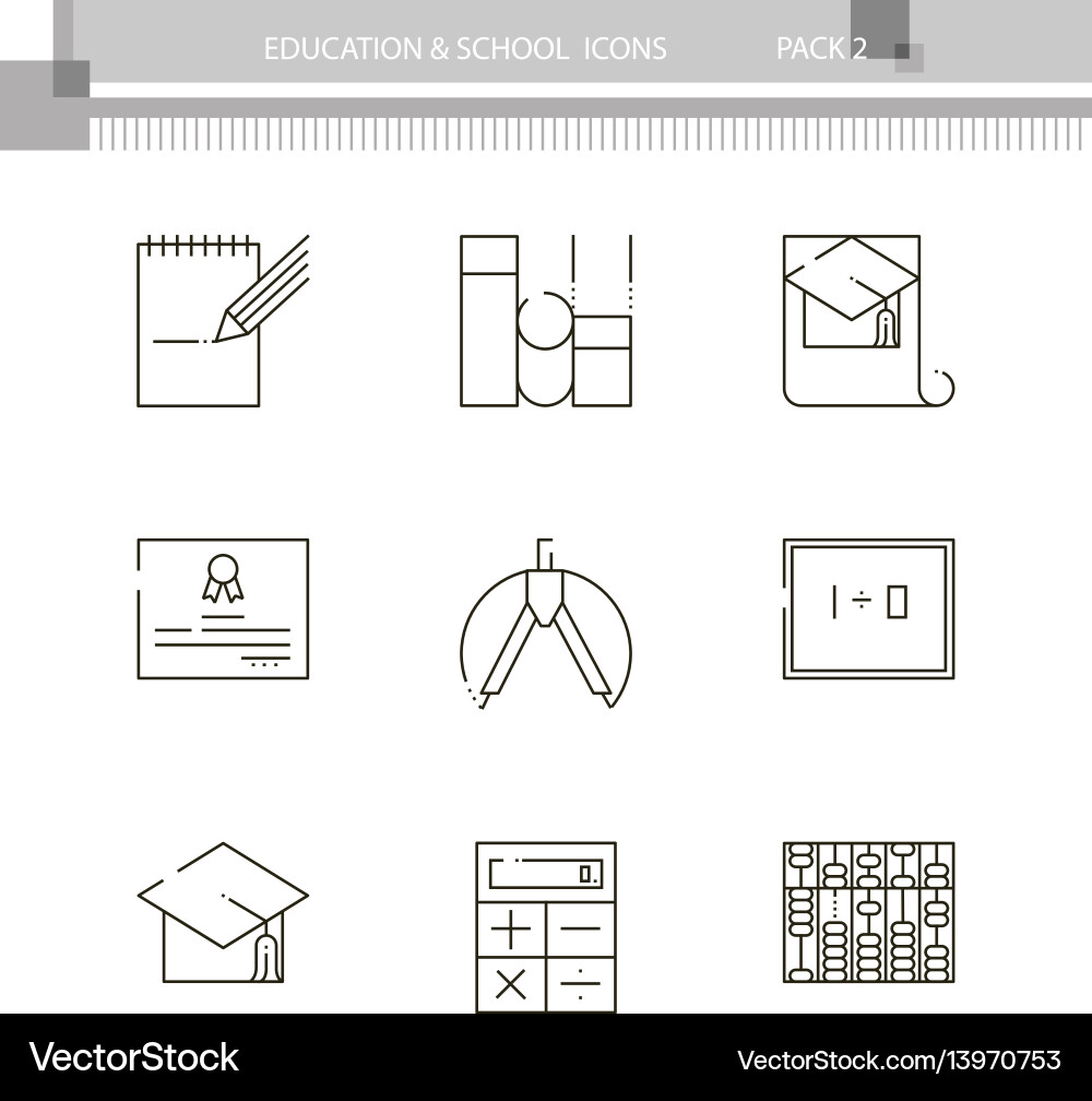 Education and school outline icon collection Vector Image