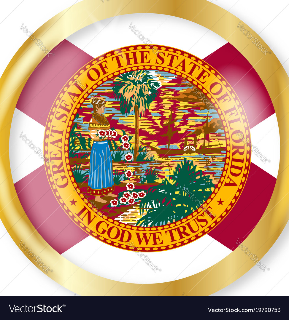 Florida flag button Royalty Free Vector Image - VectorStock