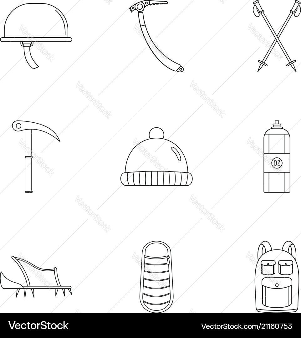 Highlander icons set outline style Royalty Free Vector Image