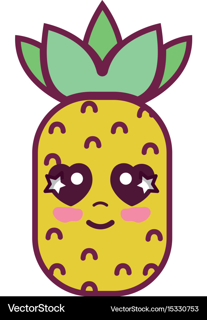 Kawaii cute happy pineapple fruit Royalty Free Vector Image