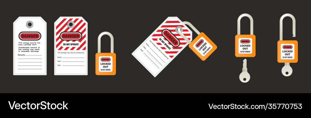Lock out tag out with a danger tag Royalty Free Vector Image