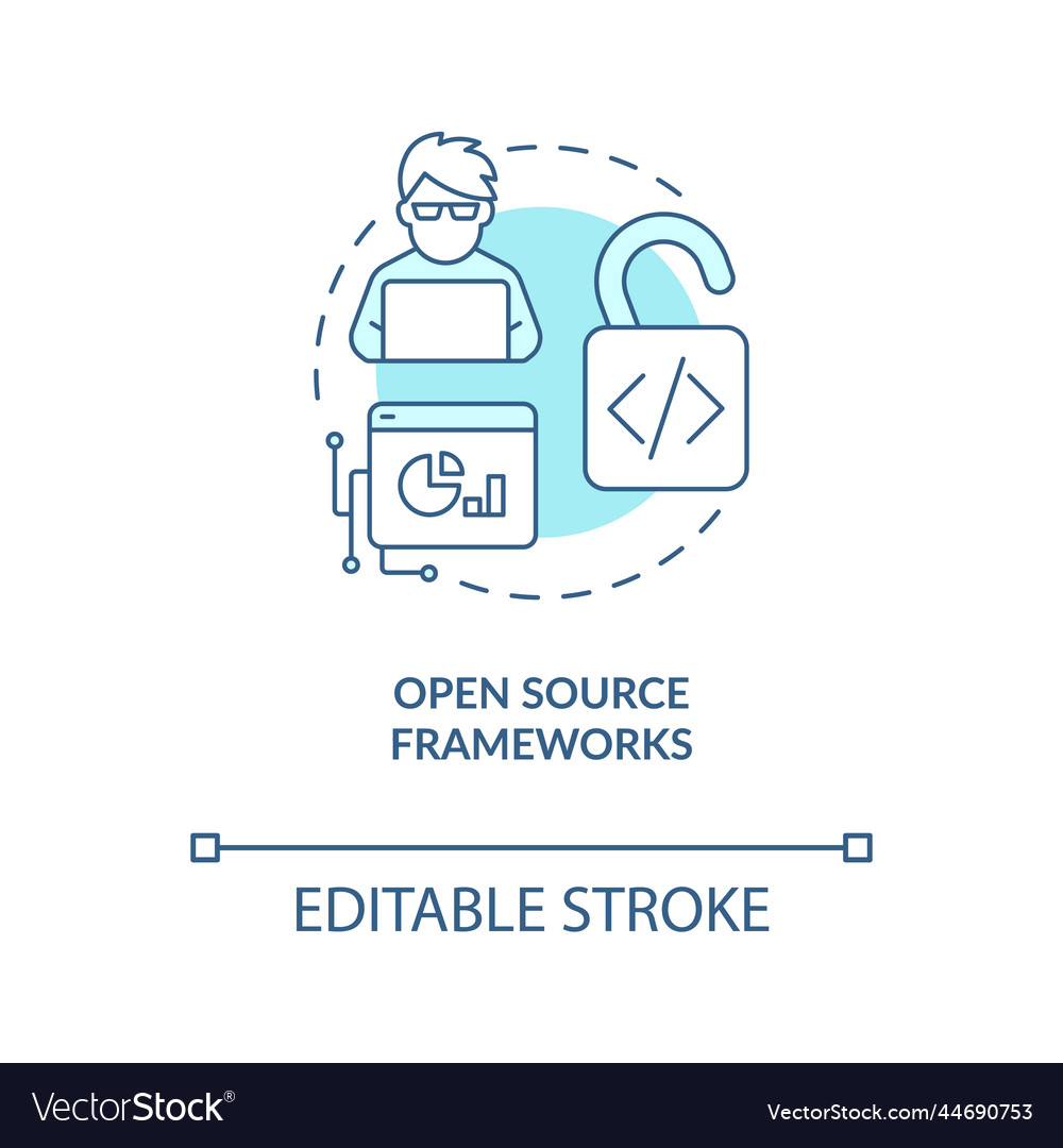 Open source frameworks turquoise concept icon Vector Image