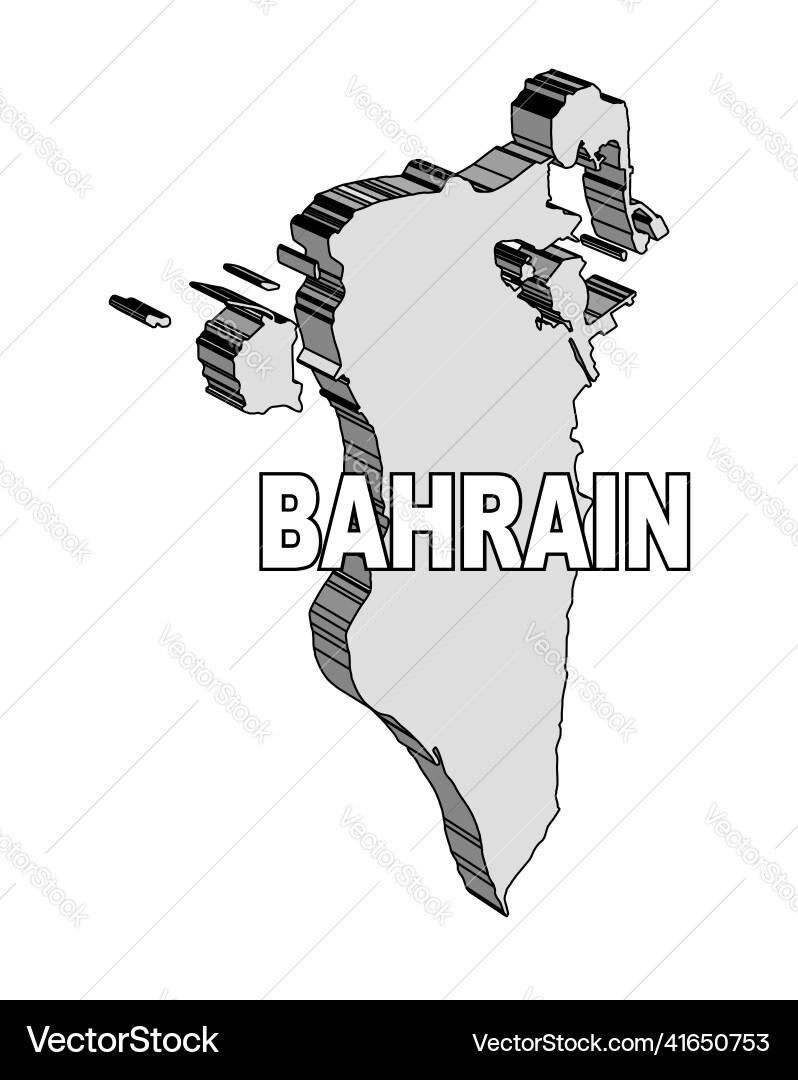 Outline 3d map of bahrain Royalty Free Vector Image