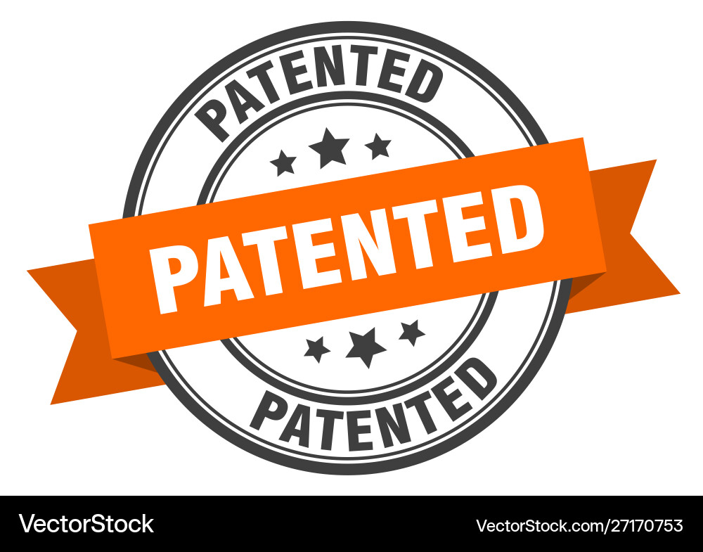 Patented label orange band sign Royalty Free Vector Image