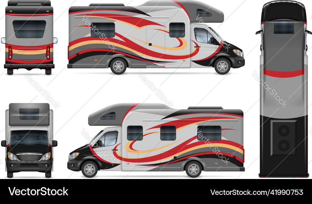 Rv template vehicle branding mock up side front Vector Image