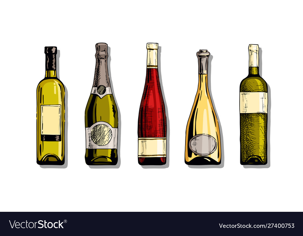 Set Wine Bottle Royalty Free Vector Image Vectorstock
