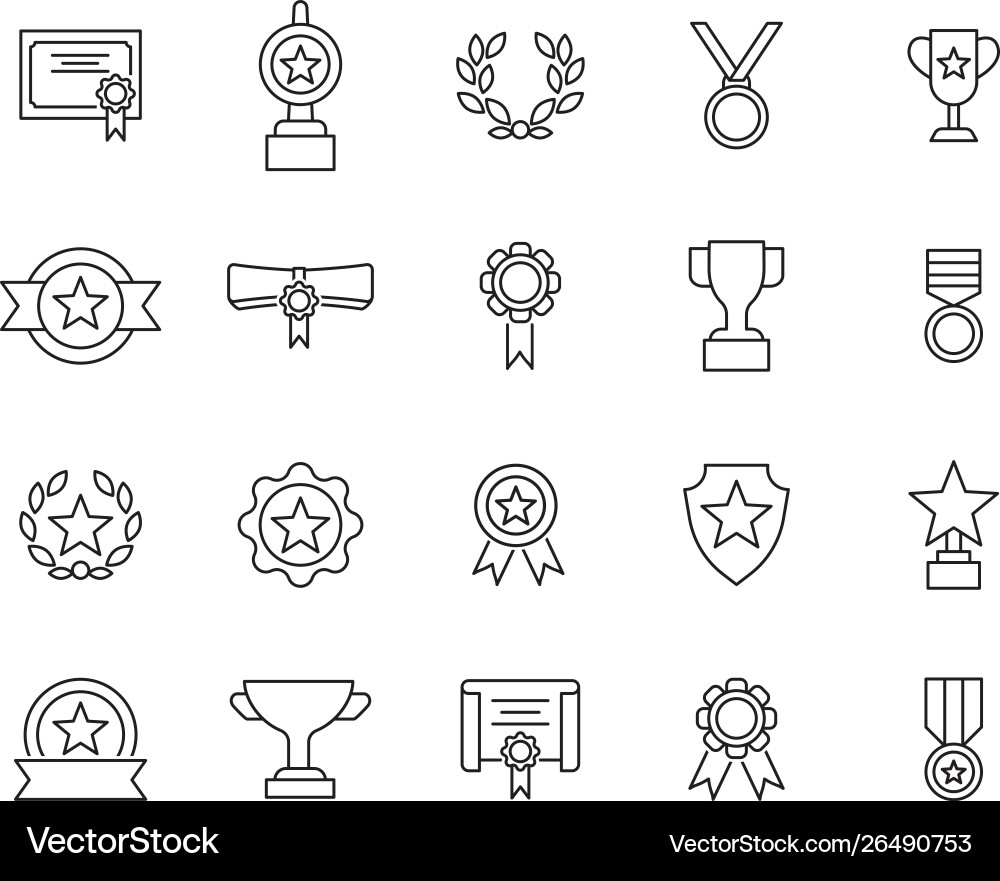Simple set awards related line icons Royalty Free Vector