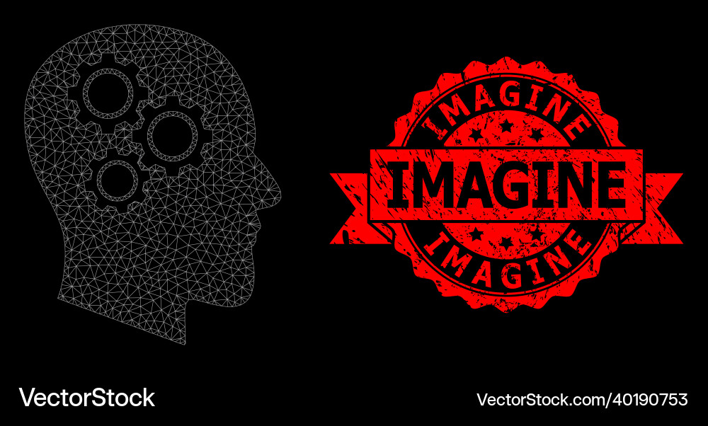 Textured imagine stamp seal and polygonal mesh Vector Image