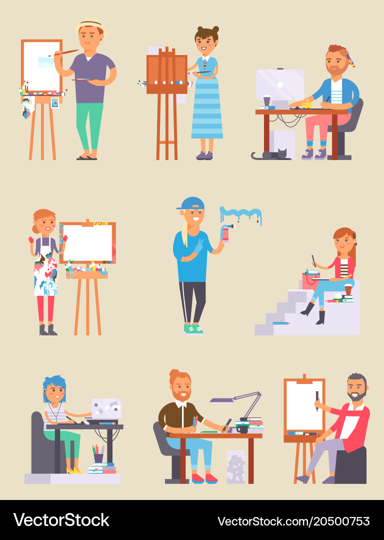 Young artist designer creative people Royalty Free Vector