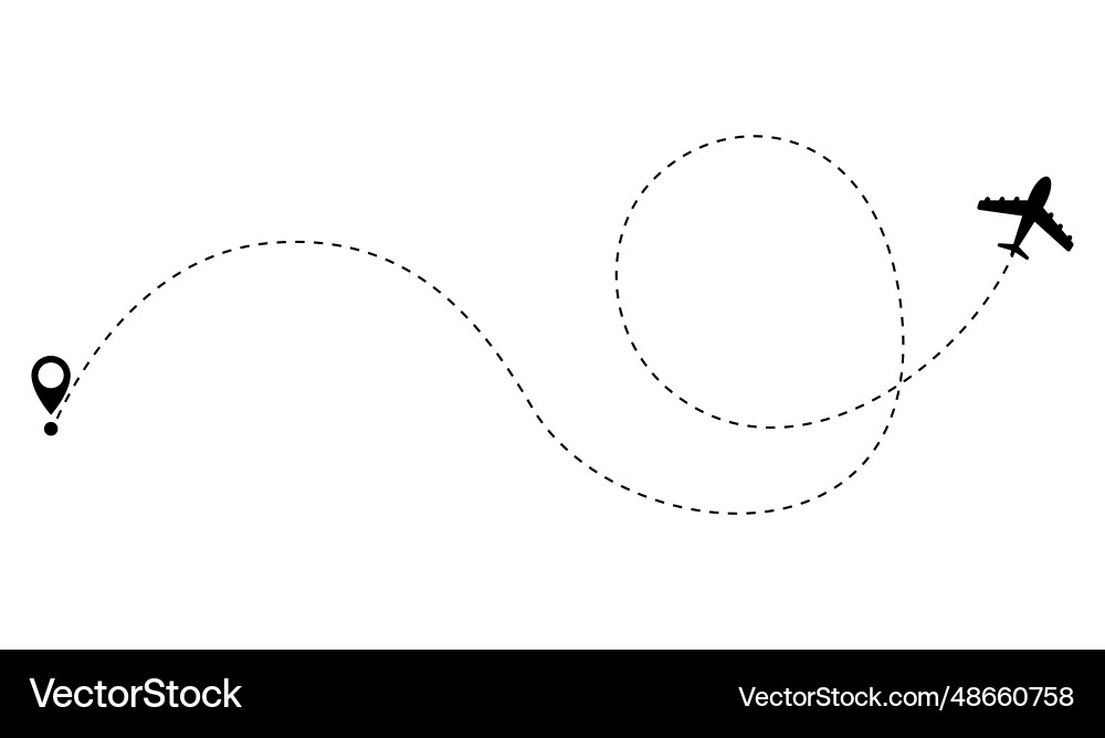 Airplane dotted route line path travel shape Vector Image