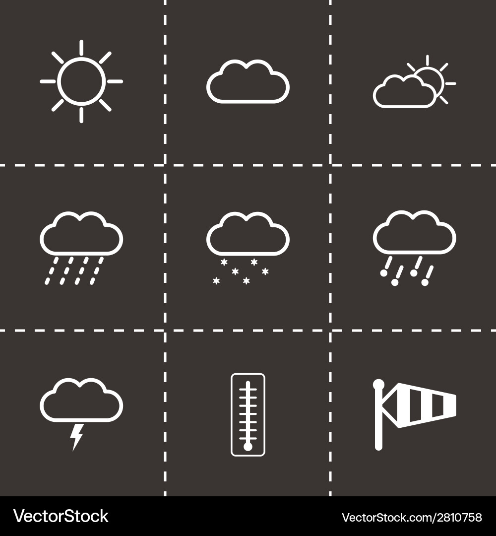 Black weather icons set Royalty Free Vector Image