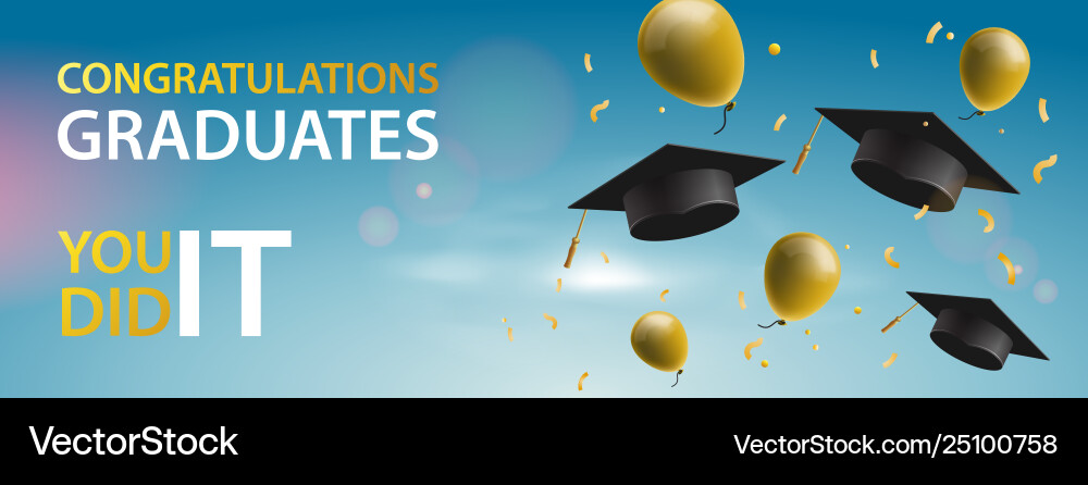 Congratulations graduates 2019 caps balloons Vector Image