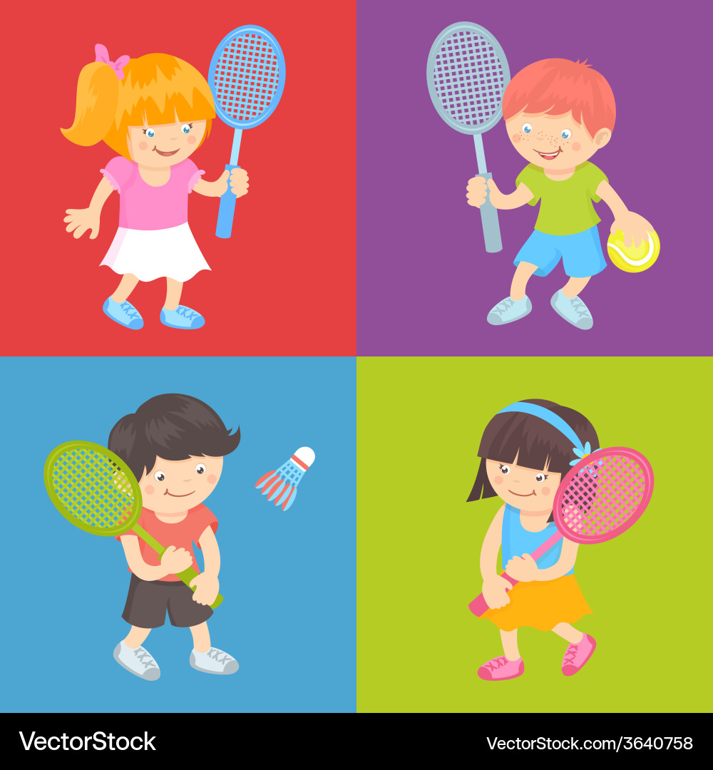 Kids playing tennis Royalty Free Vector Image - VectorStock