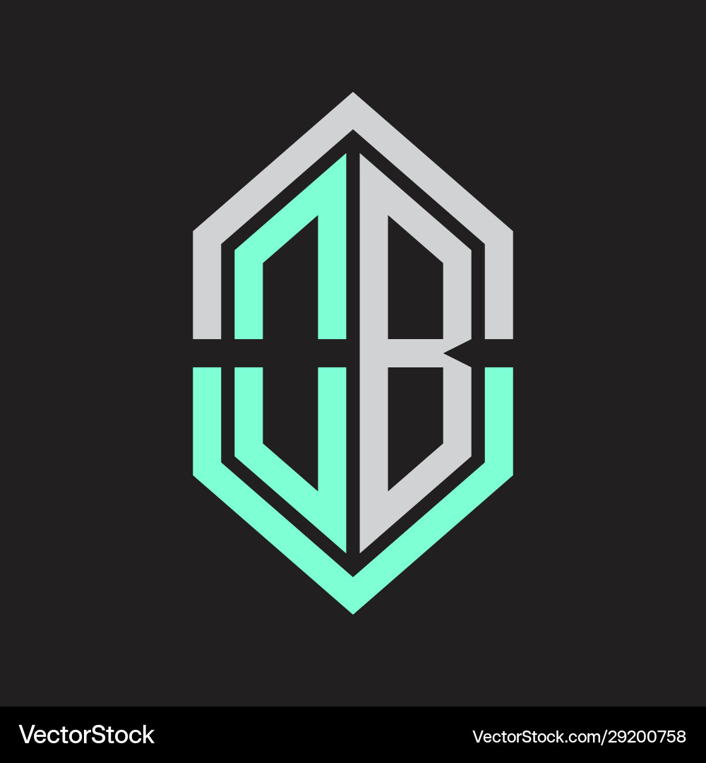 Ob logo monogram with hexagon shape and outline Vector Image